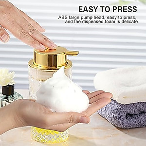 LEICURACE Glass Foaming Hand Soap Dispenser,Foaming Soap Dispenser for Bathroom,Clear Soap Dispenser with Pump (Sun Patteren)