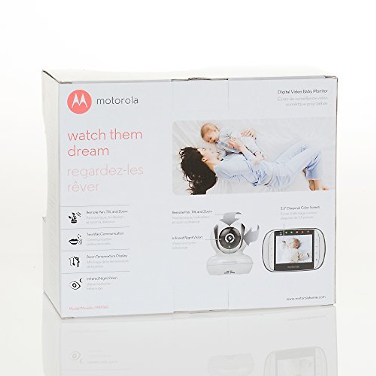 Motorola MBP36S Remote Wireless Video Baby Monitor with 3.5-Inch Color LCD Screen, Remote Camera Pan, Tilt, and Zoom