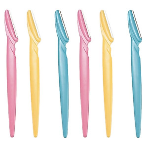 Eyebrow Razor for Women (Pack of 6) Facial Razors for Women, Face Shaver, Peach Fuzz Remover, Women's Razors, Ladies Razors for Facial Hair, Eyebrow Trimmer, Safety Cap Included, Face and Neck Razor, Brow Razor, Remove Fine Hairs by TradeProvider®