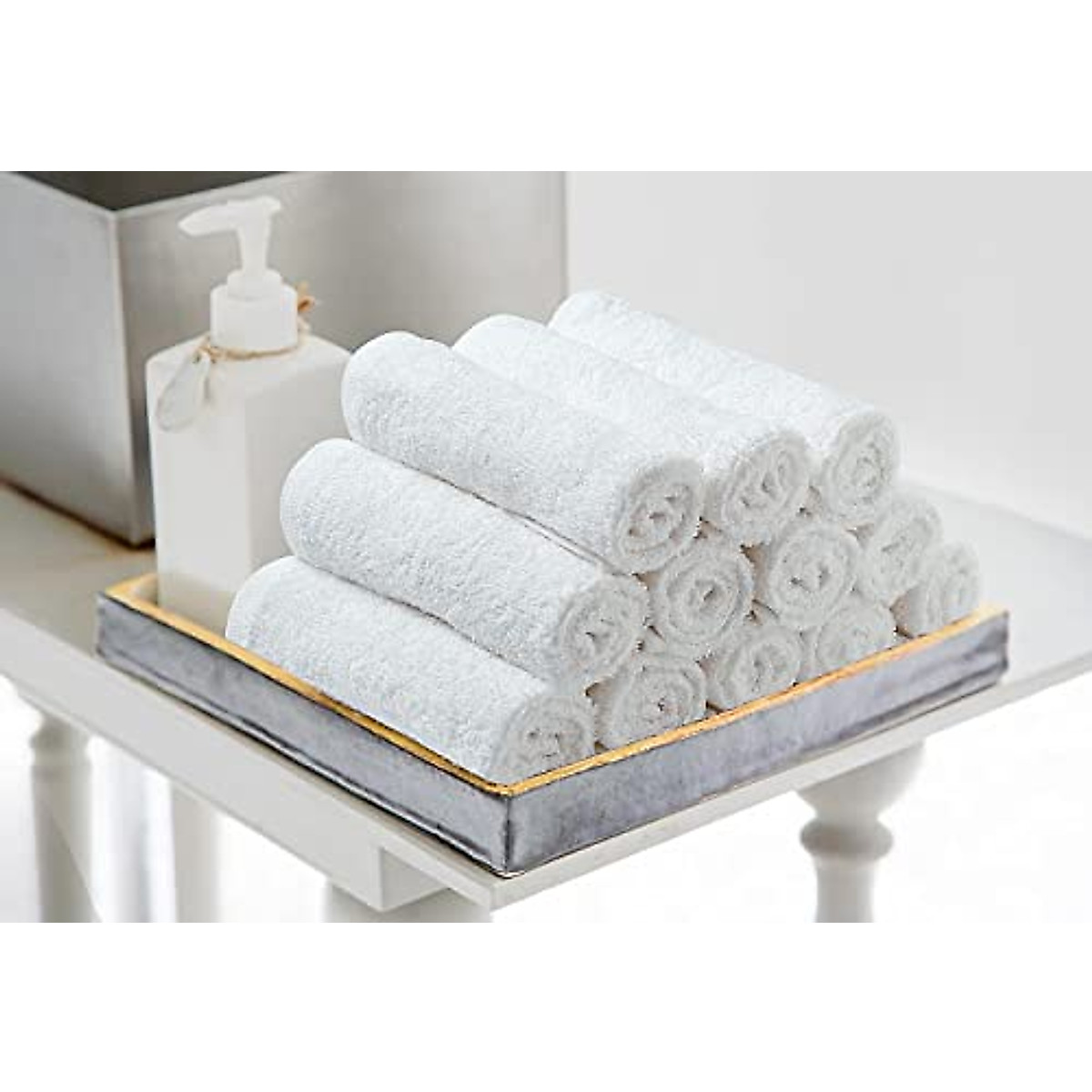 Avalon Towels Cotton Washcloths – (Pack of 24) Size 12x12 Inches Premium Ring Spun Cotton, Super Absorbent Soft Face Towels, Gym Towels, Hotel Spa Quality, Reusable Multipurpose Towels (White)