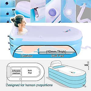 Portable Plastic Bathtub,Folding Spa BathTub for Adults, Freestanding Soaking Tub Non-Inflatable Ice Bath Tub, Thickened Thermal Foam to Keep Temperature (Inflatable Bathtub)