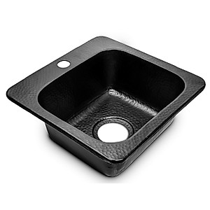 Monarch Abode 19192 Matte Black Hand Hammered Baxter Bar Prep Sink (15 inches)