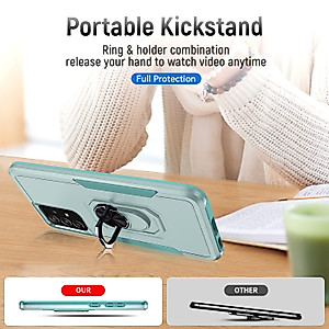 Janmitta Compatible with Samsung Galaxy A53 5G Case,with 1 Pack Screen Protector+1 Pack Camera Lens Protector,Shockproof Full Body Phone Cover,Built in Finger Ring Holder Kickstand,2022 Mint Green