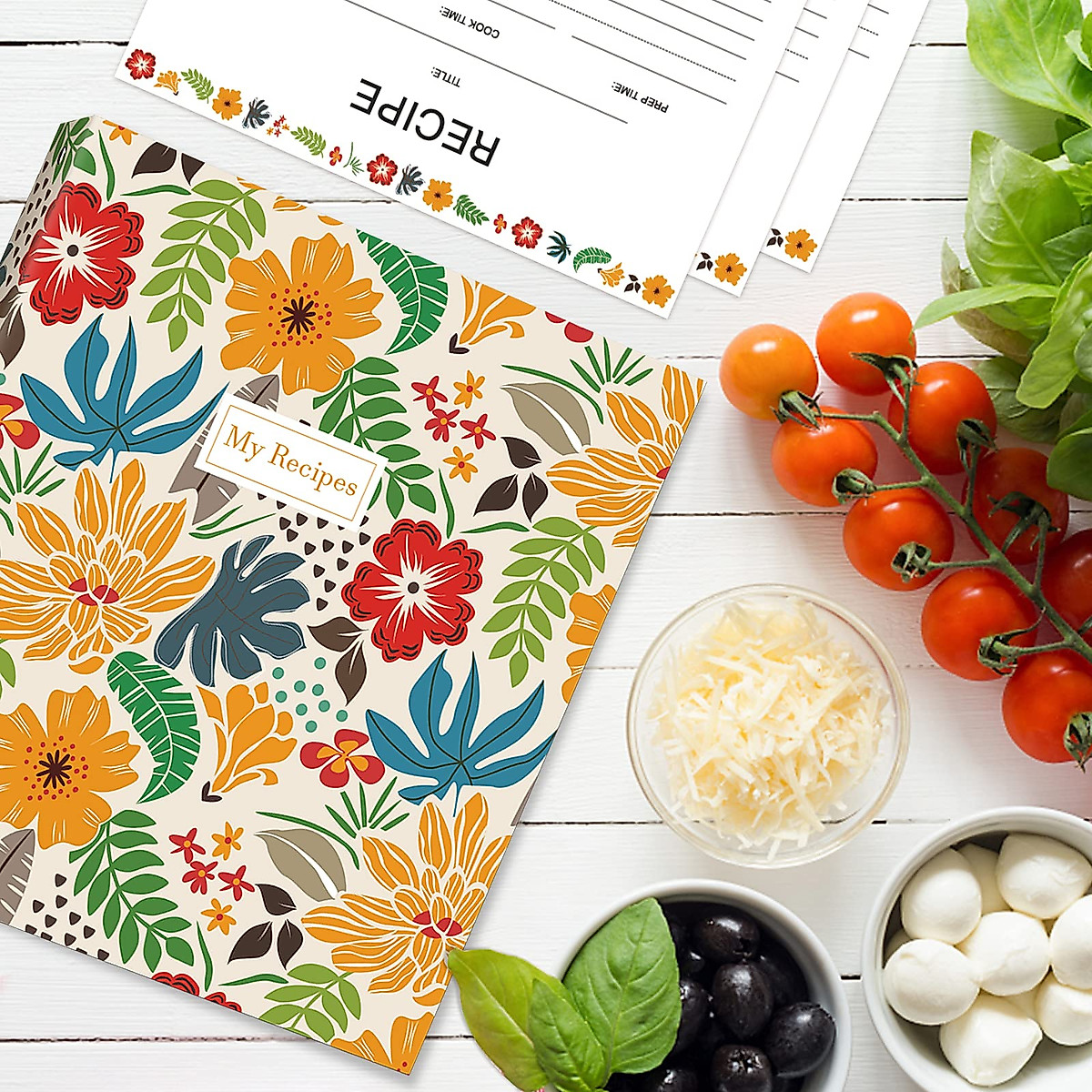 SUPMIND Recipe Binder 8.5" x 11" 3 Ring Full Page-Make Your Own Cookbook Binder with Plastic Page Protectors, Color Printing Paper and Full Page Dividers for Family Recipes.