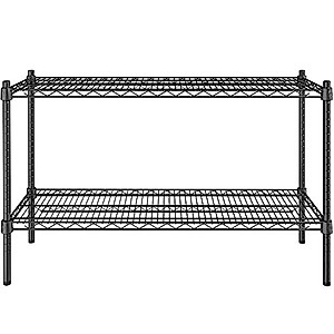 Pro&Family 14"(inch.) x 42"(inch.) NSF Certified Black Epoxy 2-Shelf Kit with 27"(inch.) Posts. Kitchen Storage, Cabinet Shelf Organizer. Perfect for Home, Commercial, Garage