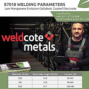 Weldcote Metals E 7018 Welding Rod 1/8 for Safer Welding, Low Manganese Emission Patented Stick Welding Rods (5 lbs) - Made in Israel