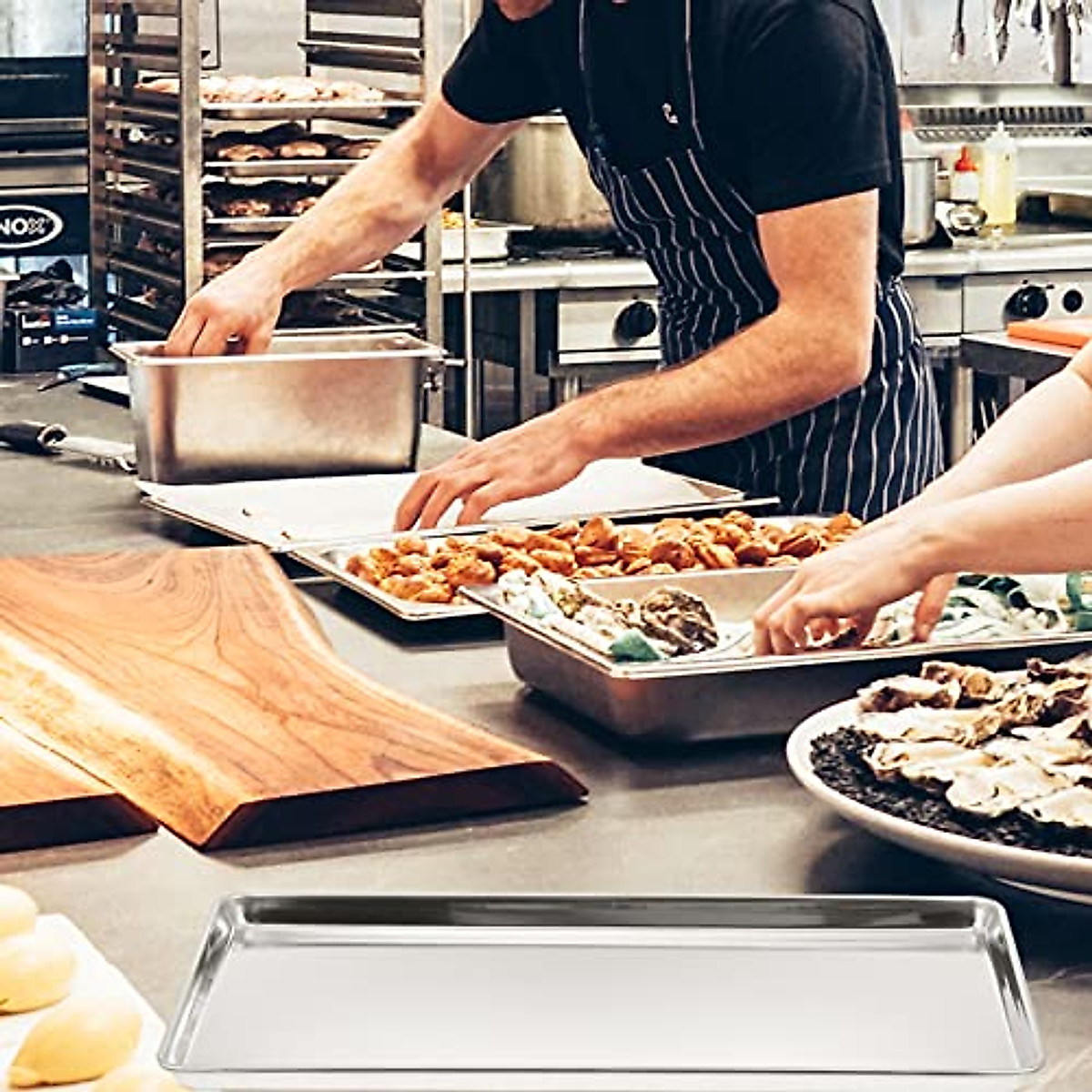 Beavorty 1Pcs Burger Serving Trays Banquet Food Plate Rectangle Dinner Plates Stainless Steel Square Dishes Food Container