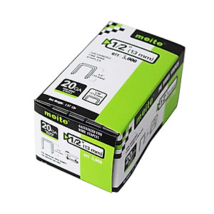 meite 20 Gauge J10 Series 7/16-Inch (11.2mm) Crown 1/2-Inch Length Upholstery Staples for Staple Gun, Fine Wire Galvanized Staples for Carpet, Work Box, Cable, Shed (5,000 Pieces)
