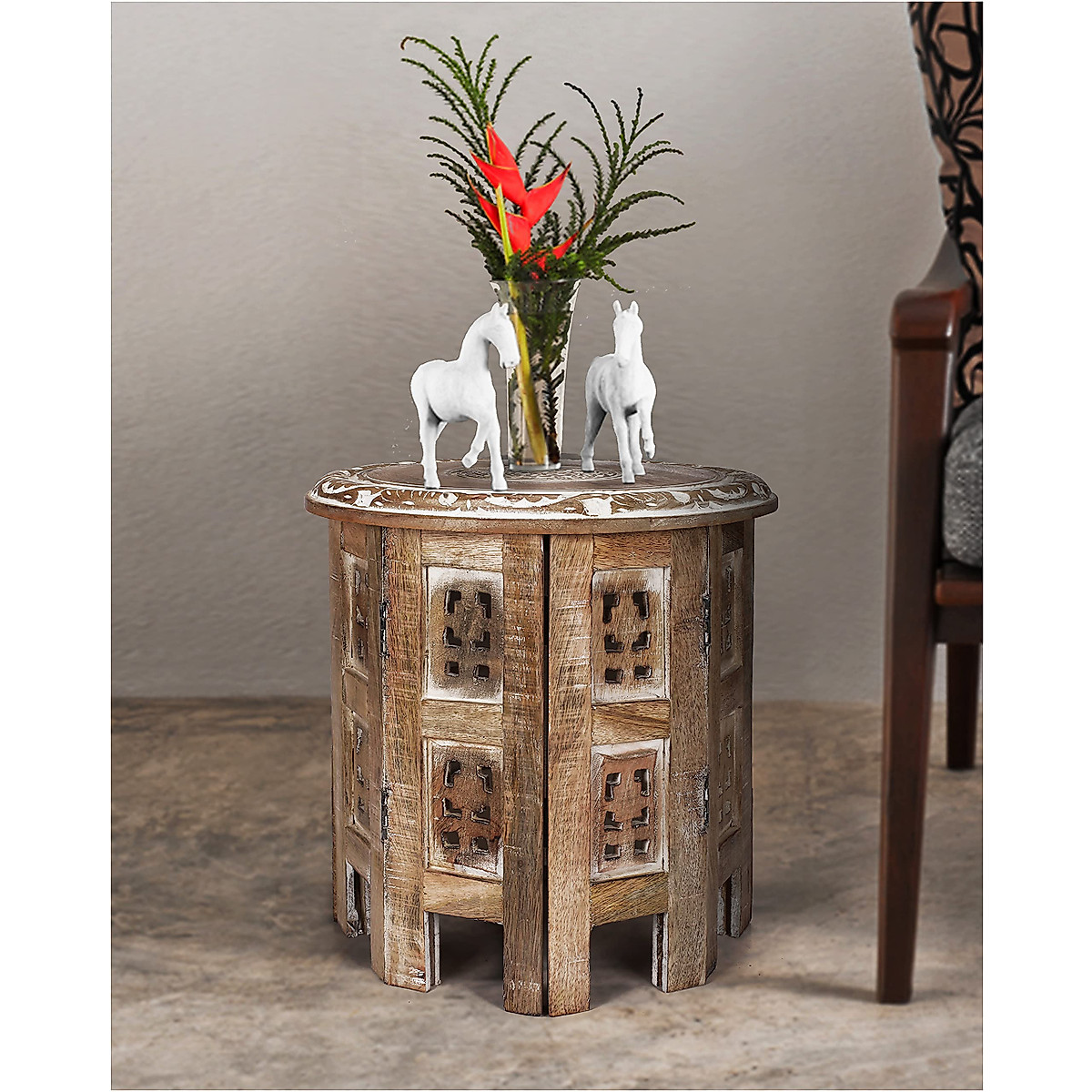 Coffee Table for Living Room, Wooden End Table, Small Side Table, Night Stand, Bedside Table, Entry Table, Side Table for Magazine, Books & Plants -18 x22 White Wash