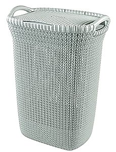 Curver Knit Laundry Storage Hamper, Misty Blue, 57 Litre