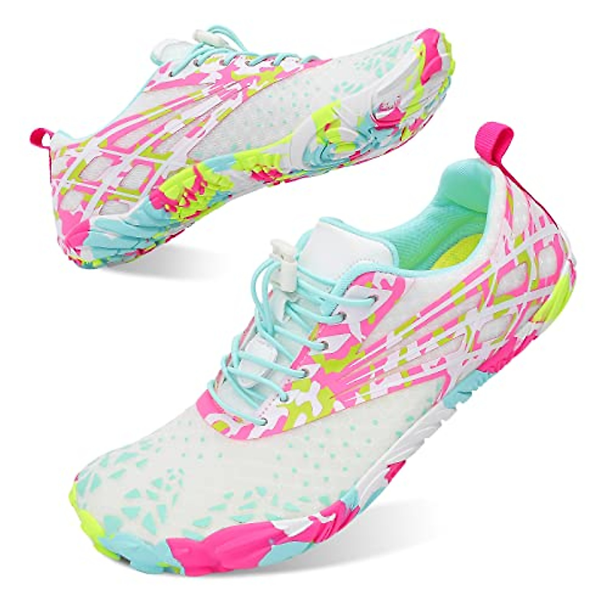 Scurtain Womens Water Shoes Women Adult Quick-Dry Aqua Sock Barefoot Shoes for Beach Swim River Pool Lake Hiking Kayaking Surfing Water Socks for Women Pink/Fusion 9 W/7.5 M