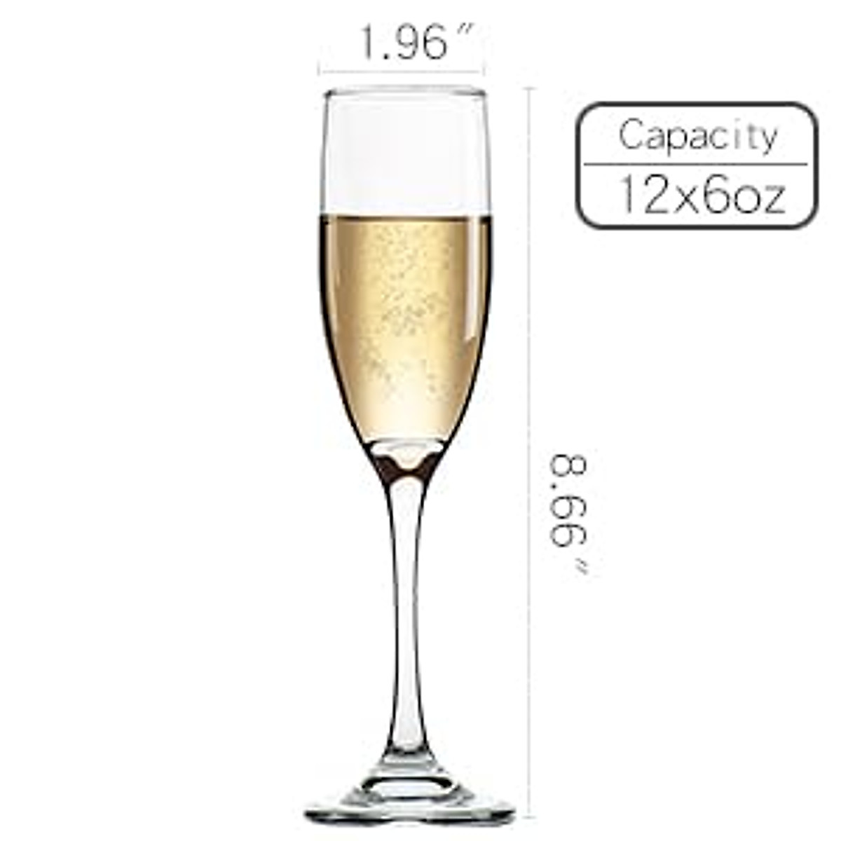 UMEIED Champagne Flutes Set of 12, 6 Oz Premium Champagne Glasses for Parties, Weddings, Classic Sparkling Wine Glass, Crystal Clear