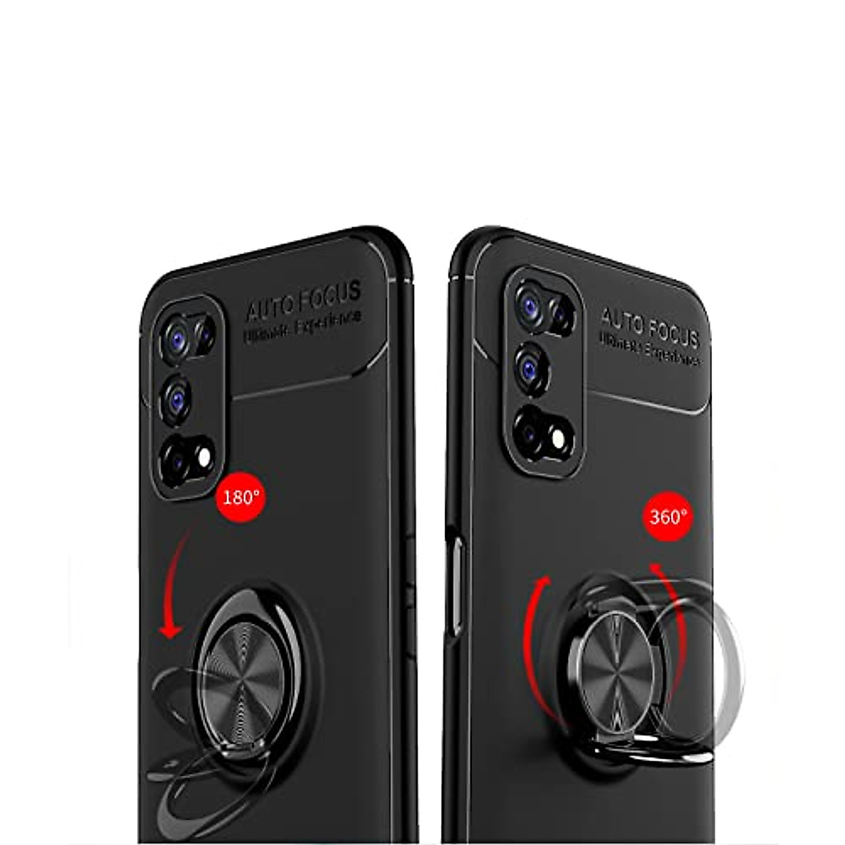 Asuwish Phone Case for Oppo Realme 7 Pro with Tempered Glass Screen Protector Cover and Cell Accessories Stand Kickstand Ring Holder Soft TPU Silicone Rubber Protective Realme7 7Pro Women Men Black