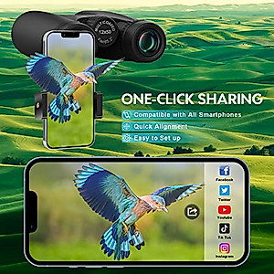12X50 Professional HD Binoculars for Adults with Phone Adapter and Foldable Tripod - High Power Binoculars with Large View - Super Bright Waterproof Binoculars for Bird Watching Hunting Stargazing