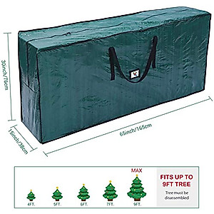 Christmas Tree Storage Bag, Ohuhu Extra Large Christmas Tree Storage Multipurpose Storage Bag with Reinforced Handles Zipper Tear Proof Material for 6-9ft Artifical Tree (65'' x 15'' x 30'', green)