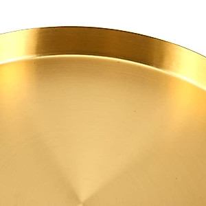 JOIKIT 2 Pack 8 Inch Round Gold Serving Tray, Stainless Steel Metal Decorative Platter, Round Metal Serving Tray Storage Trays Coffee Dish Plate for Organizing Makeups, Jewelry, Tableware