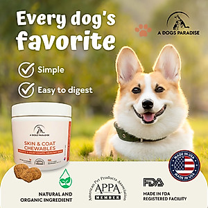 New Skin & Coat Chewables. Skin & Allergy Relief - Salmon Oil + EPA, DHA, 500mg of Omega 3. Healthier Skin, & Heart Health. Cold-Pressed, Made in The USA with All-Natural Organic Ingredients.