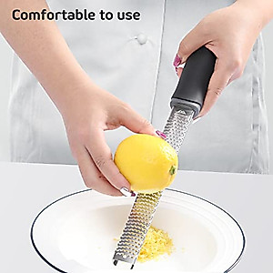 Sunivaca Zester, Lemon zester tool, Citrus Zester Grater with Handle, parmesan cheese grater, Sharp Fine Premium Stainless Steel Blade Heavy Duty, Dishwasher Safe