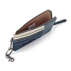 The Sak Iris Wallet in Leather, Elevated Card Holder with Keychain, Dusty Blue Block