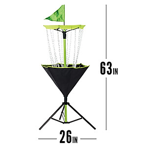 Franklin Sports Disc Golf Basket + Discs Set - Portable Disc Golf Target Basket with Chains - 3 Discs Included - Driver, Mid-Range + Putter