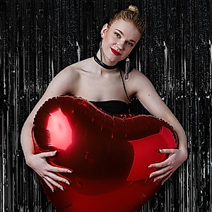 3 Pack Black Party Streamers Backdrop Tinsel Foil Fringe Curtains Halloween Party Decorations Birthday Wednesday Party Decorations Graduation Halloween Decor Party Supplies