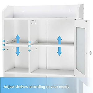 JungleA Over The Toilet Storage Wooden Cabinet Space Saver Bathroom Organizer for Home Bathroom Linens Toiletry White