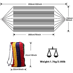 Outdoor Double Hammock, Portable Cotton Canvas Hammock for 2 Person, Max Load is 450lbs with Carry Bag, Tree Strap and Rope, Porch, Garden, Outdoor/Indoor, Patio and Backyard for Camping