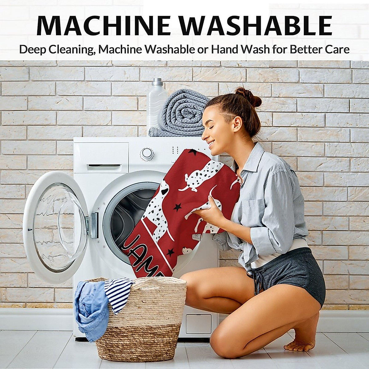 Custom Dalmatian Dog Blanket Gift with Name - 30 x 40 Inches Cute Throw Blanket for Dog Lovers, Kids, Boys & Girls - Red Soft Fuzzy Blankets for Bed, Couch & Travel