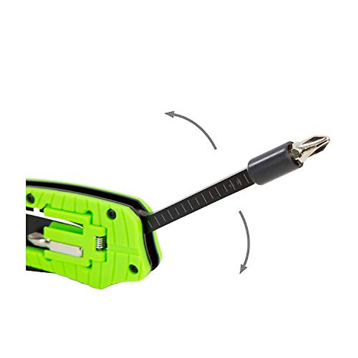 OEMTOOLS 25541 Cut and Drive Multi Tool, Drop Point Knife, Screwdriver, Bit Set, Ruler, and Bottle Opener, EDC, Contractor, HVAC Tool, Green and Black