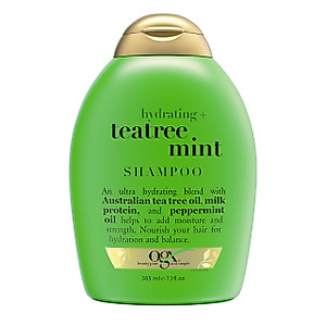 OGX Nourishing & Invigorating Shampoo with Tea Tree Oil, Peppermint Oil & Milk Proteins - Hydrating for Scalp, Paraben-Free & Sulfate-Free, 13 fl oz