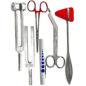 Reflex Hammer Diagnostic Set Reusable Penlight Tuning Forks Scissors 6 Pcs German Cynamed
