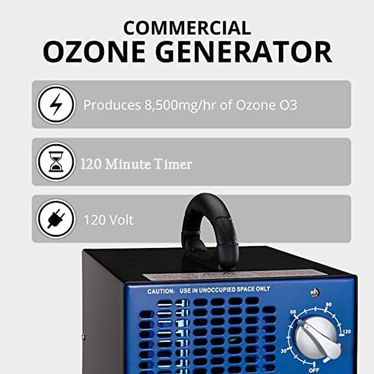 Blue Commercial 8,500mg/hr O3 Ozone Generator Air Purifier