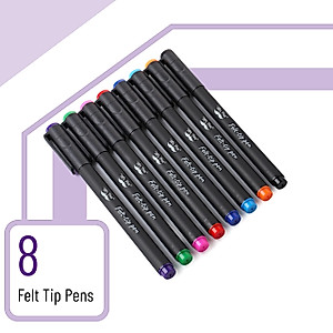 Mr. Pen- Felt Tip Pens, Pens Fine Point, Pack of 8, Fast Dry, No Smear, Colored Pens, Journaling Pens, Felt Pens, Planner Markers, Planner Pens