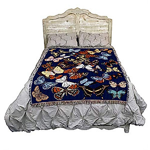 Pure Country Weavers Flutterbies Butterfly Blanket - Garden Floral Gift Tapestry Throw Woven from Cotton - Made in The USA (72x54)
