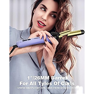Rotating Curling Iron, Professional 1 Inch Automatic Hair Curler Titanium Auto Hair Curling Iron Self Curling Wand with Long Barrel, 5 Adjustable Temps, 1H Auto Off, Dual Voltage & Anti-Scald
