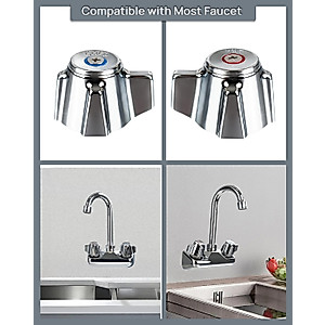 Phivan Commercial Faucet Handle Replacement Kit Outdoor Faucet Handles 0.43 Round Stem Hole Faucet Handle Fits Most 3/8 Shaft Sillcock Valve Stems for Industrial, Restaurant, Kitchen Faucet (Red)