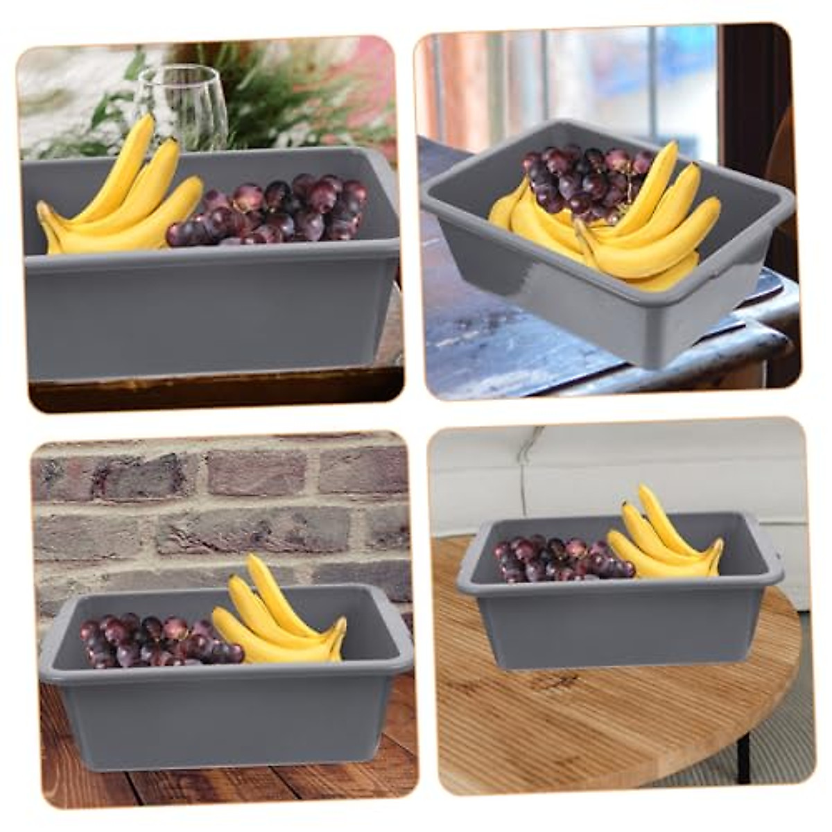 CHILDWEET 3pcs Restaurant Bowl Storage Box Rectangle Utility Dish Tub Dishpan Basin Tub Wash Basin Tub Utility Tub Washing Basin Tub Meat Prep Tub Storage Bins Multipurpose Bus Tub Grey Pp