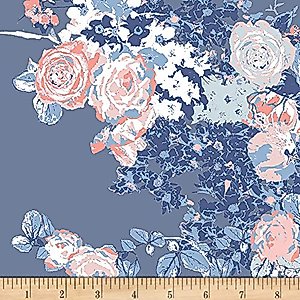 Art Gallery Fabrics Art Gallery Inblue Bloesem Dark Jersey Knit, Blue