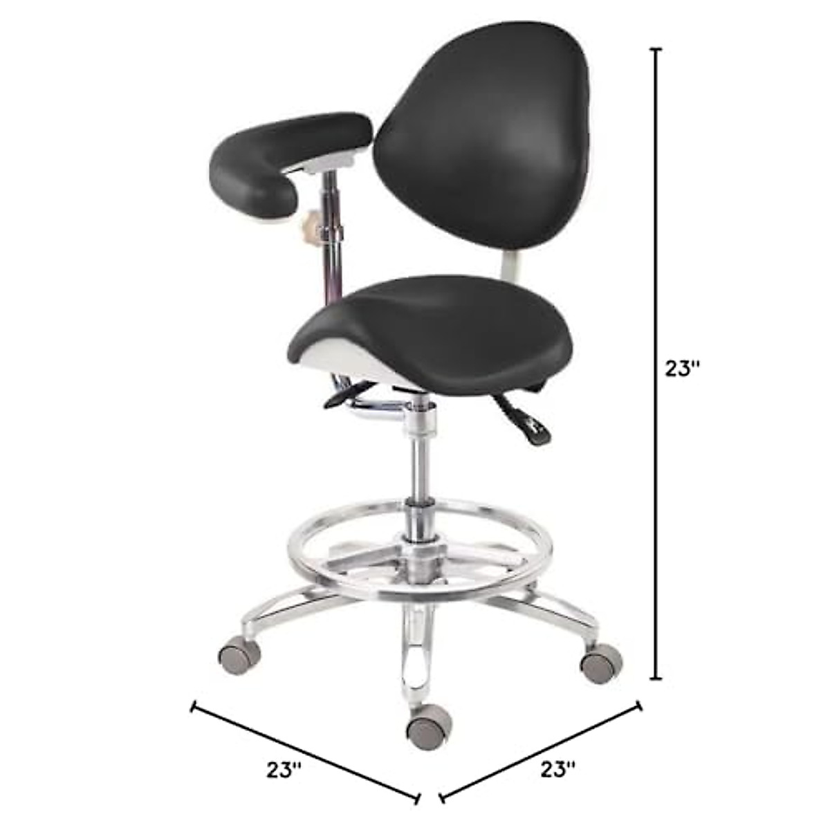 BONEW Global-Dental Saddle Chair Office Stool Dentist's Doctor's Assistant's Deluxe Chair PU Leather