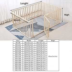 Jolan Baby Playpen Wooden,Detachable/Portable,Baby Fence with Door,Indoor Outdoor Large Safety Playard Playpen,63cm Height,Activity Center Playpen for Twins,Toddlers,Children,110×150cm