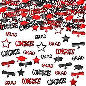 Graduation Confetti 2023 - Pack of 1300 | Grad Confetti 2023, Red and Black Graduation Decorations | Graduation Party Decorations 2023 Confetti Graduation | Graduation Centerpieces for Tables 2023