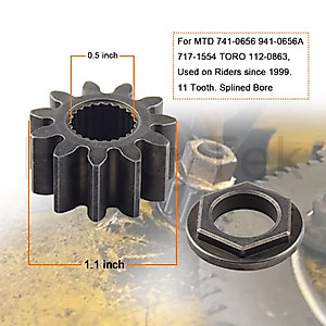 717-1554 941-0656A Pinion Gear & Bushing Compatible with MTD Cub Cadet 917-1554 45-071 51-014 741-0656A LT1042 LT1045 LT1046 LT1050, for Toro 112-0863