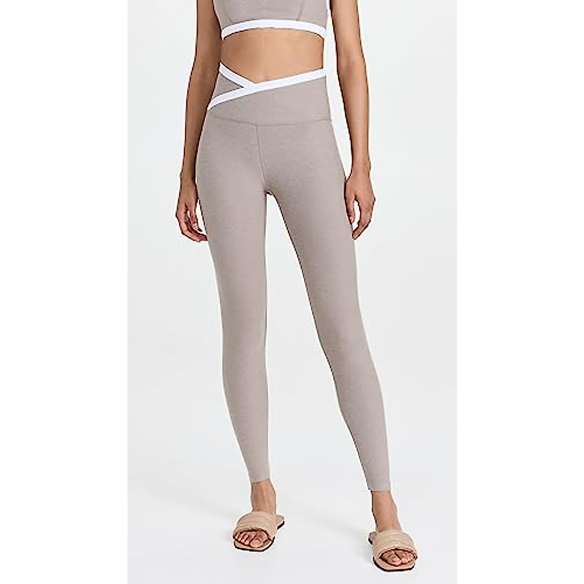 Beyond Yoga Women's Spacedye Outlines High Waisted Midi Leggings, Birch/Cloud White, S