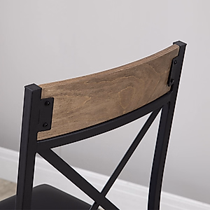 HOMCOM 3 Piece Bar Table and Chairs Set, Dining Table Set with PU Padded Stools and Steel Frame for Kitchen, Small Spaces, Brown