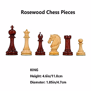 THPT Professional Chess Set Wooden Chessboard Set with Pieces Leather Storage Bag Handmade Chess Set for Adults Professionals Board Games (Color : Dalbergia Pieces)