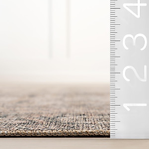 nuLOOM Hillstone Collection 8x10 Area Rug, Traditional Vintage Distressed Medallion, Thick and Soft, Durable Non-Shedding Low Pile Poly/Jute Blend, Easy to Clean, Living Room, Bedroom