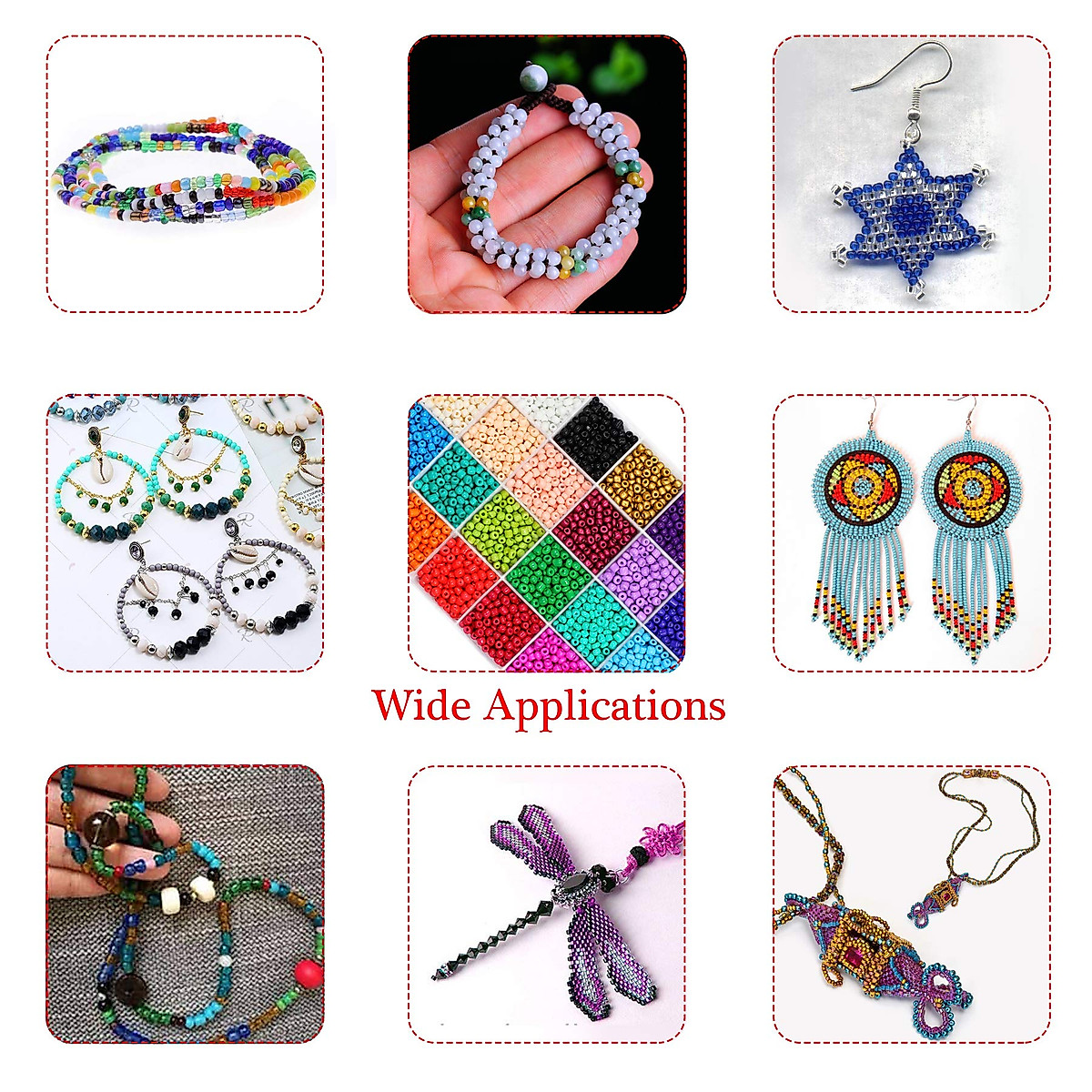 4800pcs 4mm 6/0 Pony Beads Glass Seed Beads for Bracelet Jewelry Making Kit, Beads Assortments Kit for Adults Girls Small Beads for Necklace Ring Making Kits Christmas Birthday Gifts