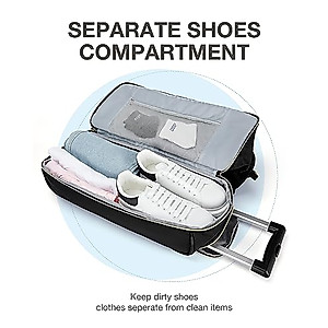 Rolling Duffle Bag with Wheels 21", BAGSMART Carry-on Luggage Large Travel Bag with Shoes Compartment, Weekender Overnight Bag for Travel, Business Trips(Black)