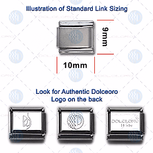 Dolceoro Alphabet E Letter Initial, 9mm Traditional Classic Type Italian Modular Charm Bracelet Link - Stainless Steel