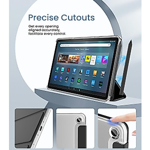 MoKo Case Fits Amazon Kindle Fire Max 11 Tablet (13th Generation, 2023 Release) 11" - Slim PU Leather Trifold Stand Cover for Fire 11 Tablet Frosted Hard Back Shell with Auto Wake/Sleep, Black